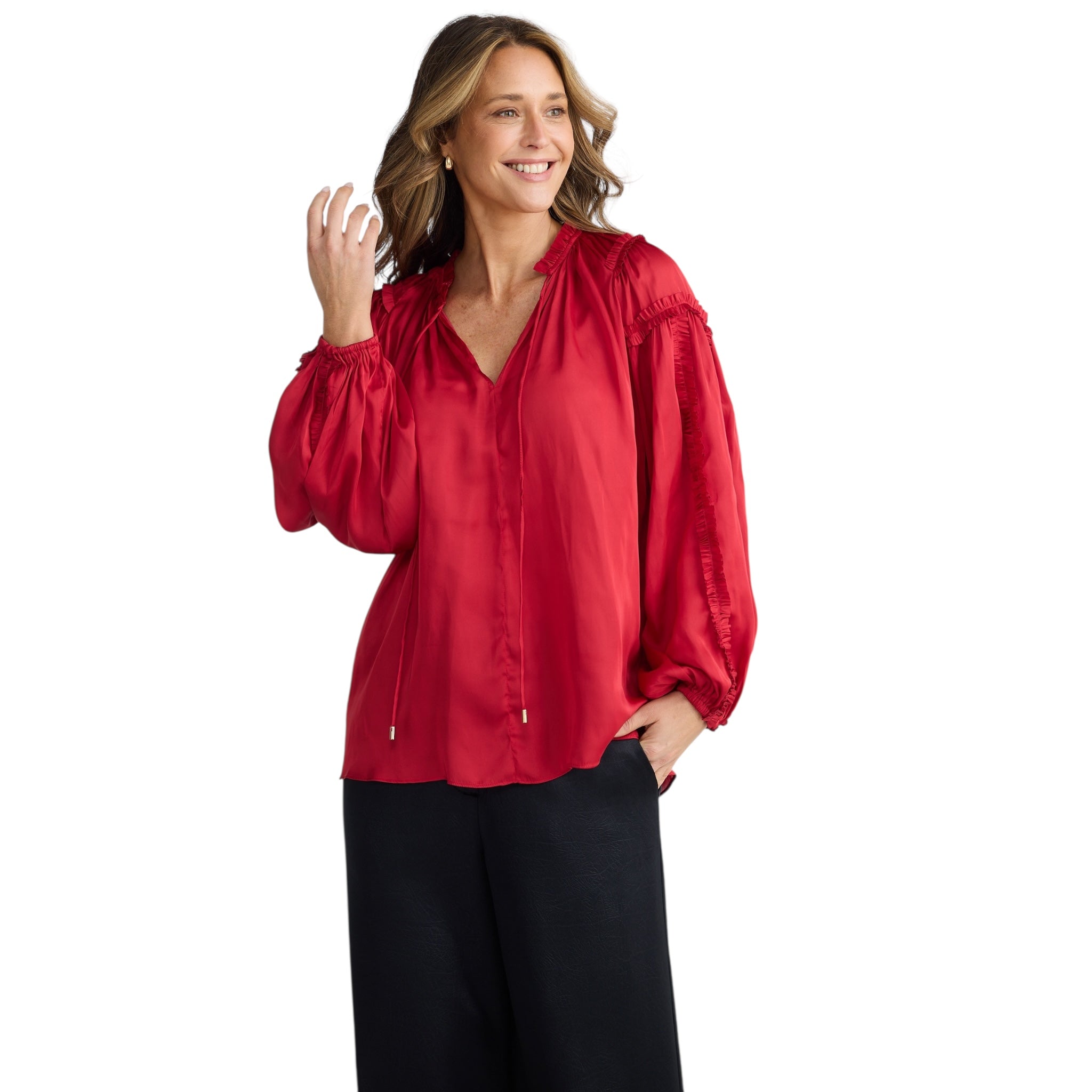 Ritz Blouse Red | Brave+True Blouse – Secret Boutique